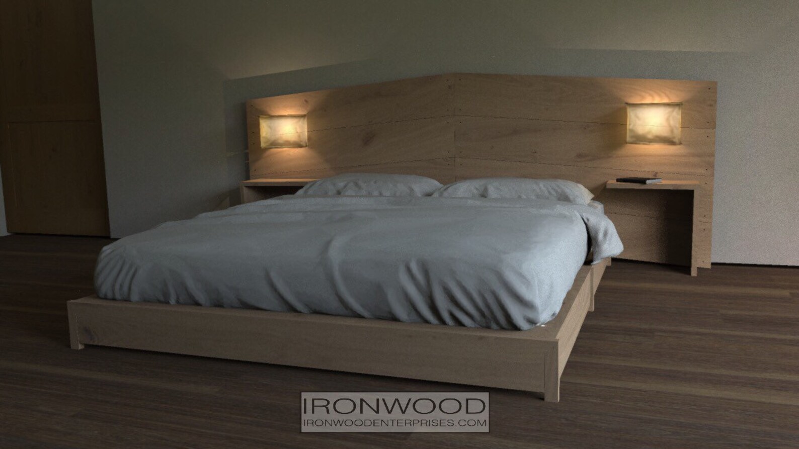 Rustic Modern Platform Bed With Rawhide Lamps and Nightstands - Etsy