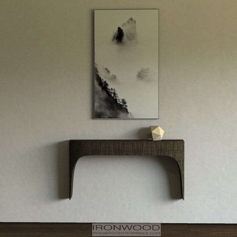 Sculptural Hardwood Entry Hall Table Modern Handmade Wall Mounted ...