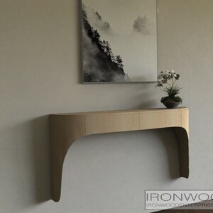 Sculptural Hardwood Entry Hall Table Modern Handmade Wall Mounted ...