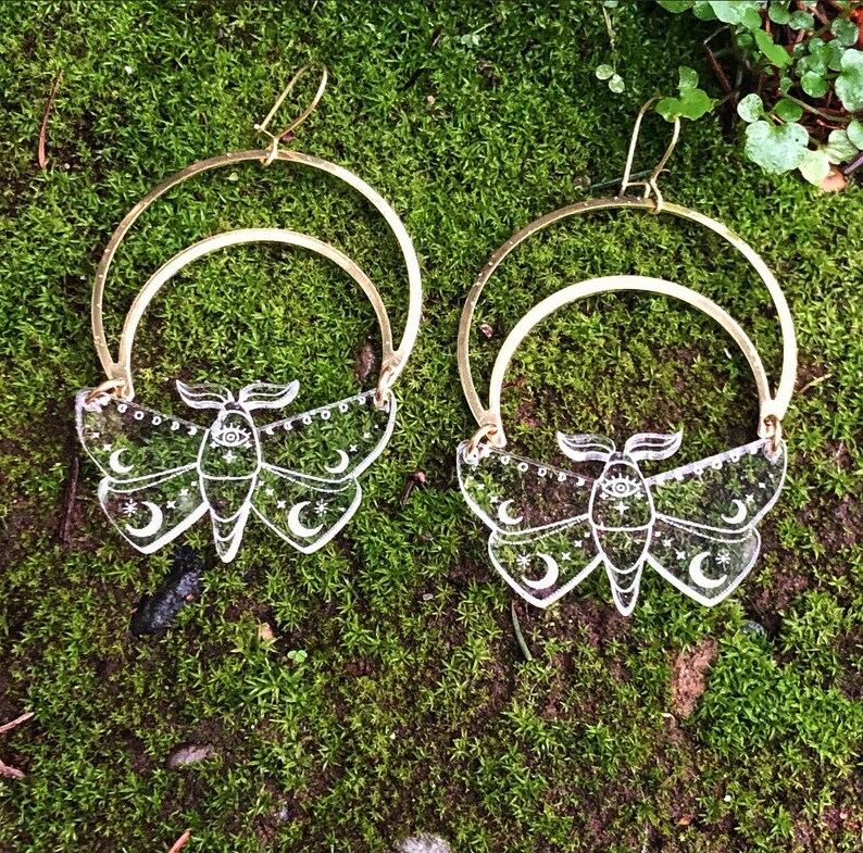The Luna Moth Drop Earrings | Acrylic | Laser Cut | Moth | Nature | All ...