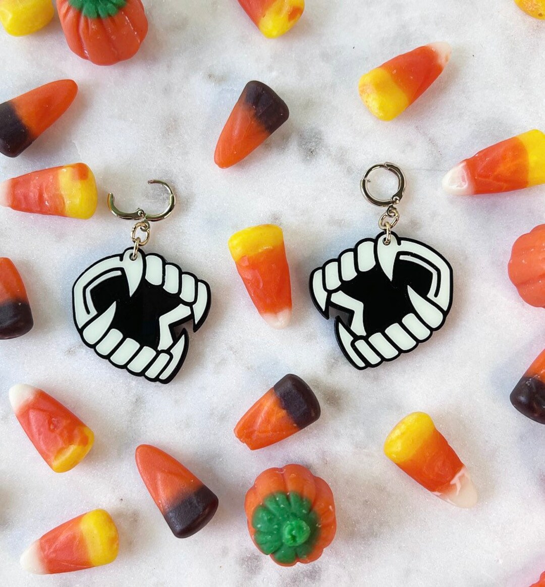 Toy Fangs | Glow in the Dark | Halloween | Laser Cut Earrings - Etsy