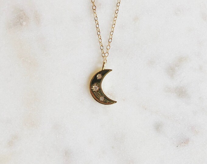 The Little Luna Necklace ••• Gorgeous Cubic Zirconia Moon Pendant on ...
