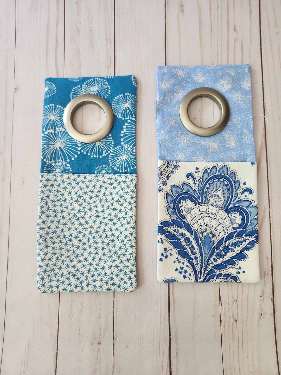 Paisley Blue Bursts Fabric Holder, Remote Holder, Phone Charger Pocket ...