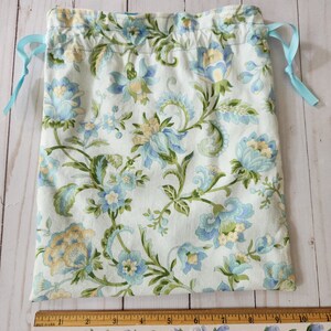 Blue Floral Fabric Gift Bag, Reusable Drawstring Bag, Gift Giving ...