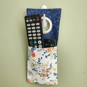Floral Fabric Holder, Remote Holder, Phone Charger Pocket, Multi Use ...