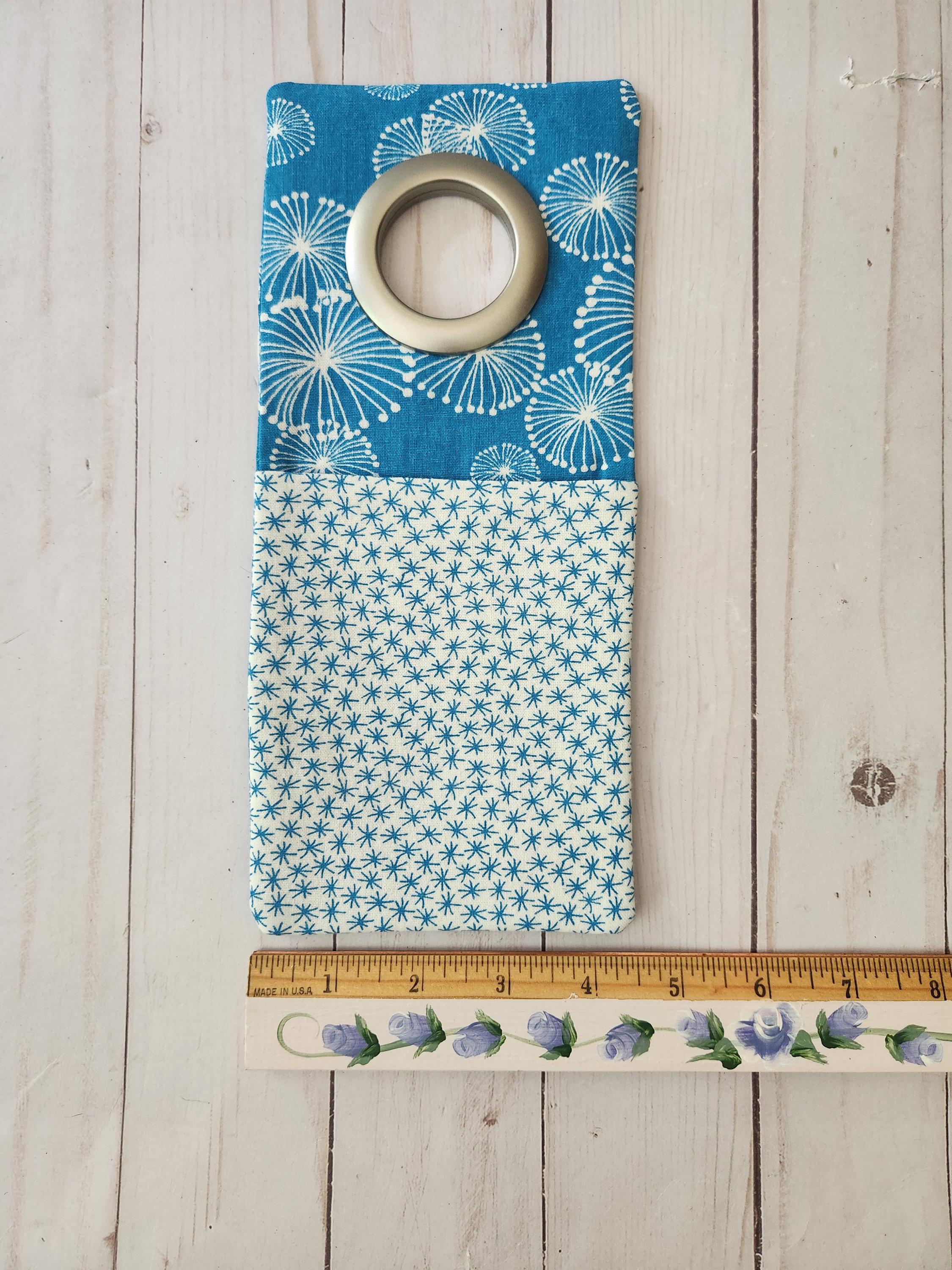 Paisley Blue Bursts Fabric Holder, Remote Holder, Phone Charger Pocket ...