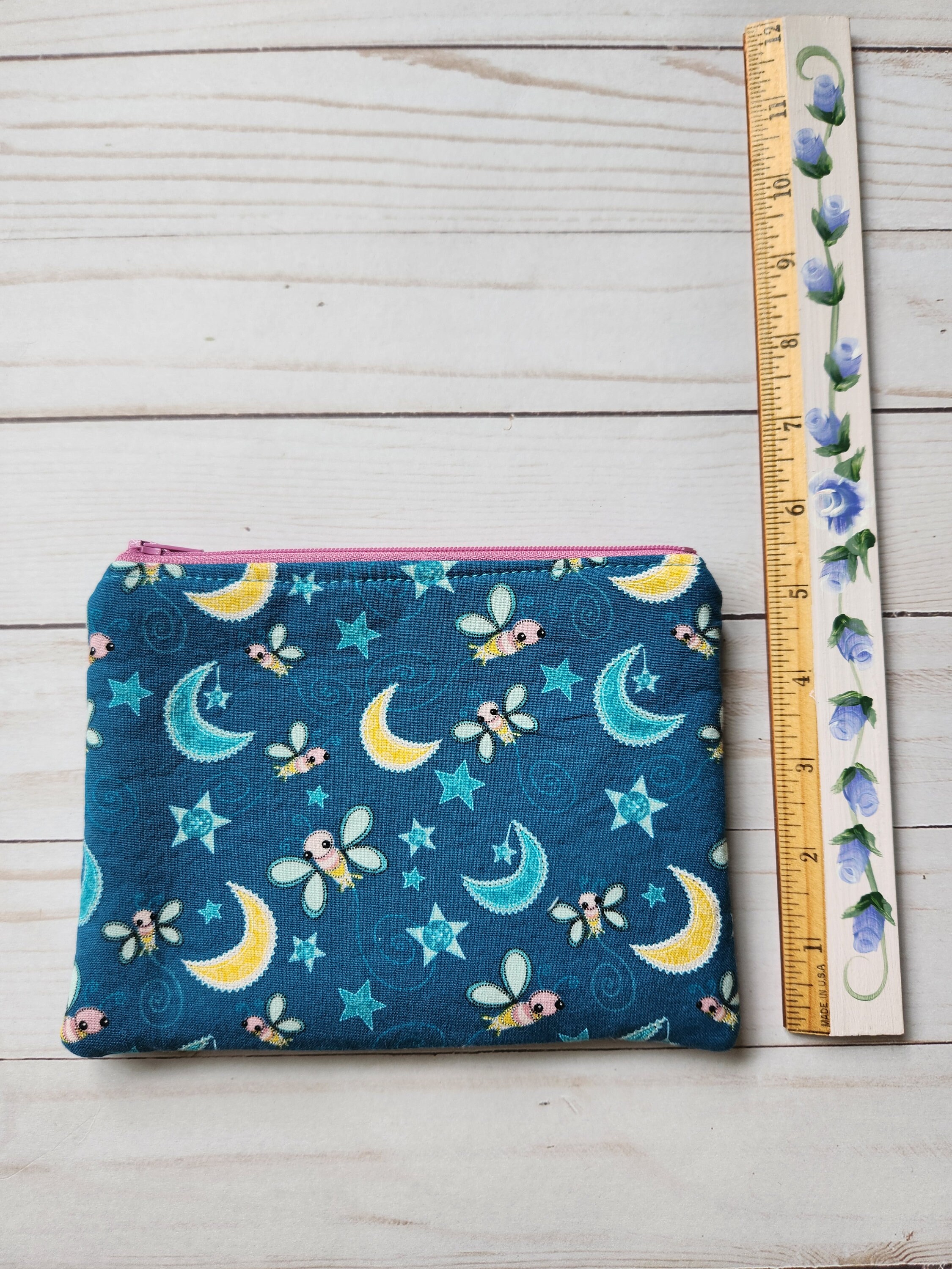 Lightning Bug Stars Moons Fabric Zipper Pouch, Coin Purse, Makeup Pouch ...