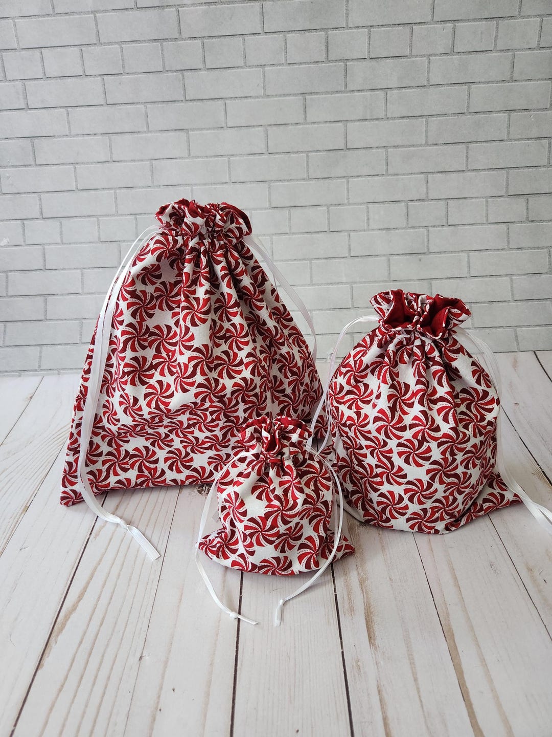 Christmas Candy Fabric Gift Bag, Reusable Drawstring Bag, Gift Giving ...
