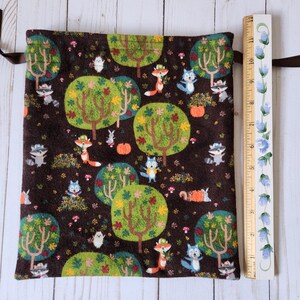 Woodland Animals Cotton Flannel Gift Bag, Reusable Drawstring Bag, Gift ...