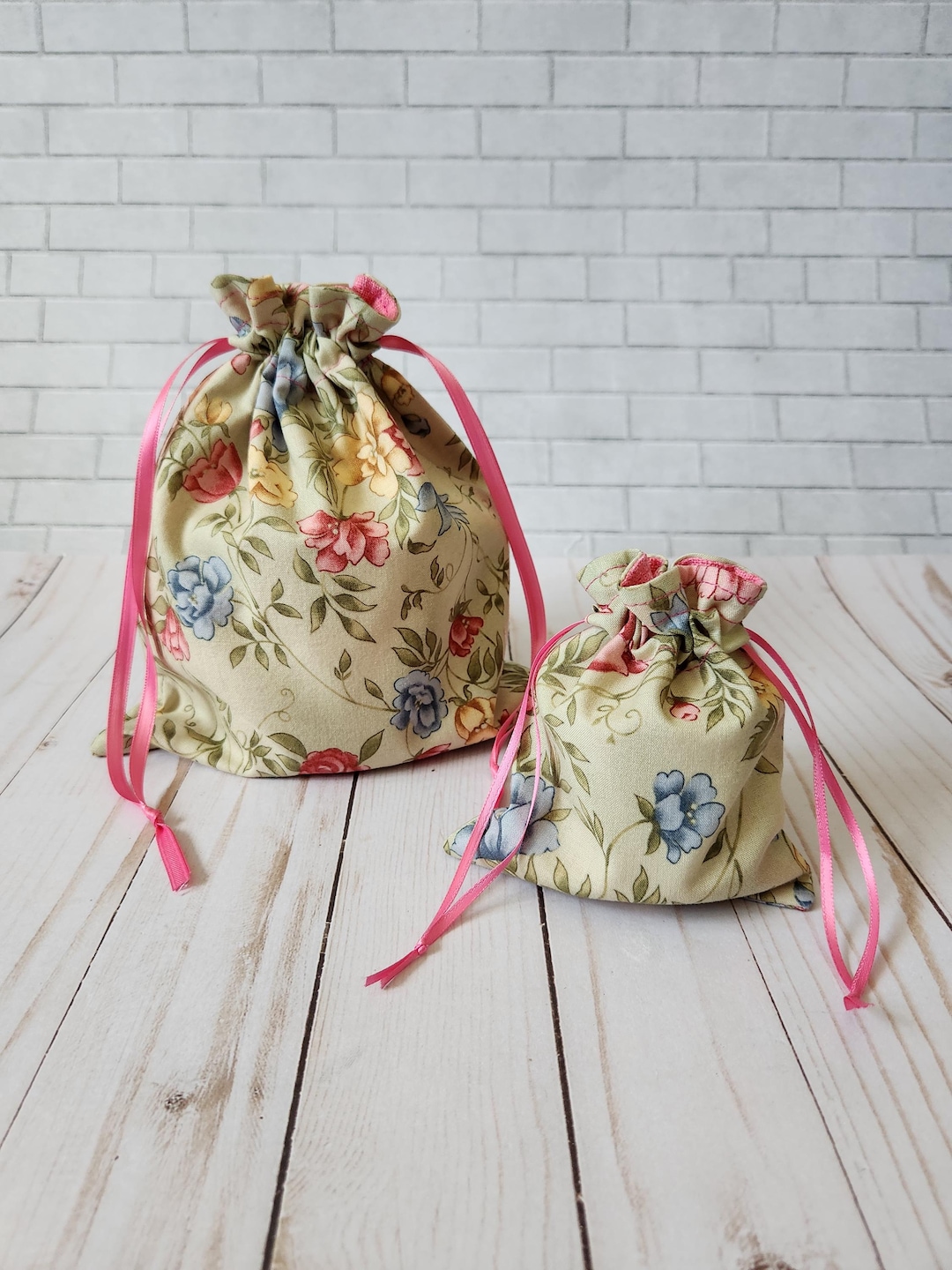 Spring Floral Fabric Gift Bag, Reusable Drawstring Bag, Gift Bag for ...