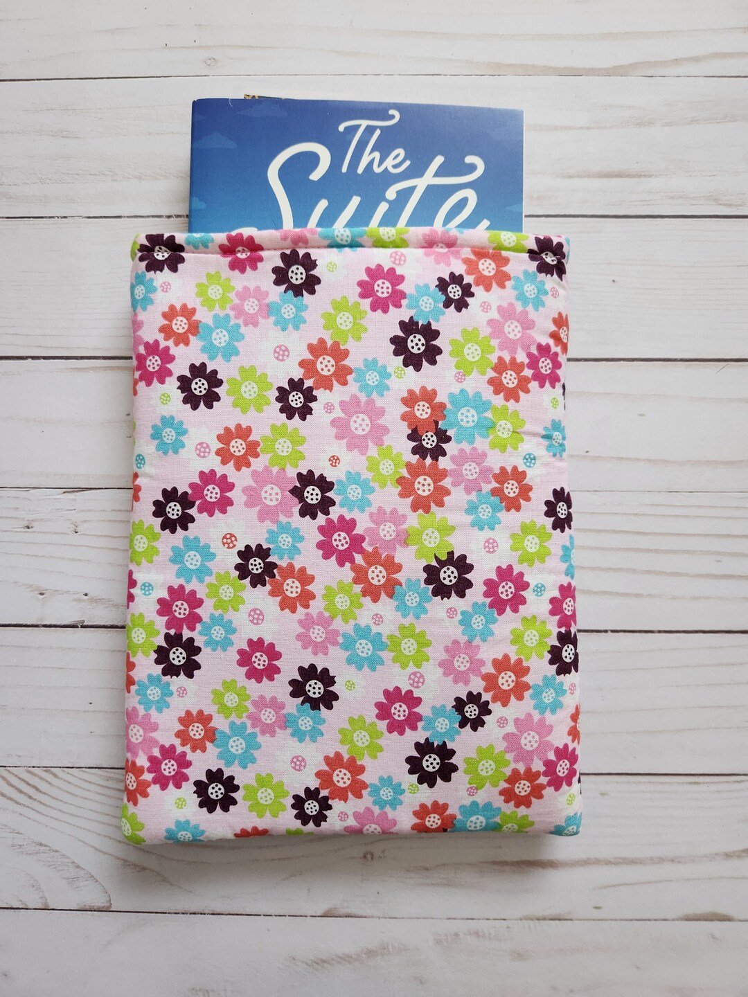 Book Sleeve, Pink Floral, Padded Fabric Booksleeve, Book Pouch, Gift ...
