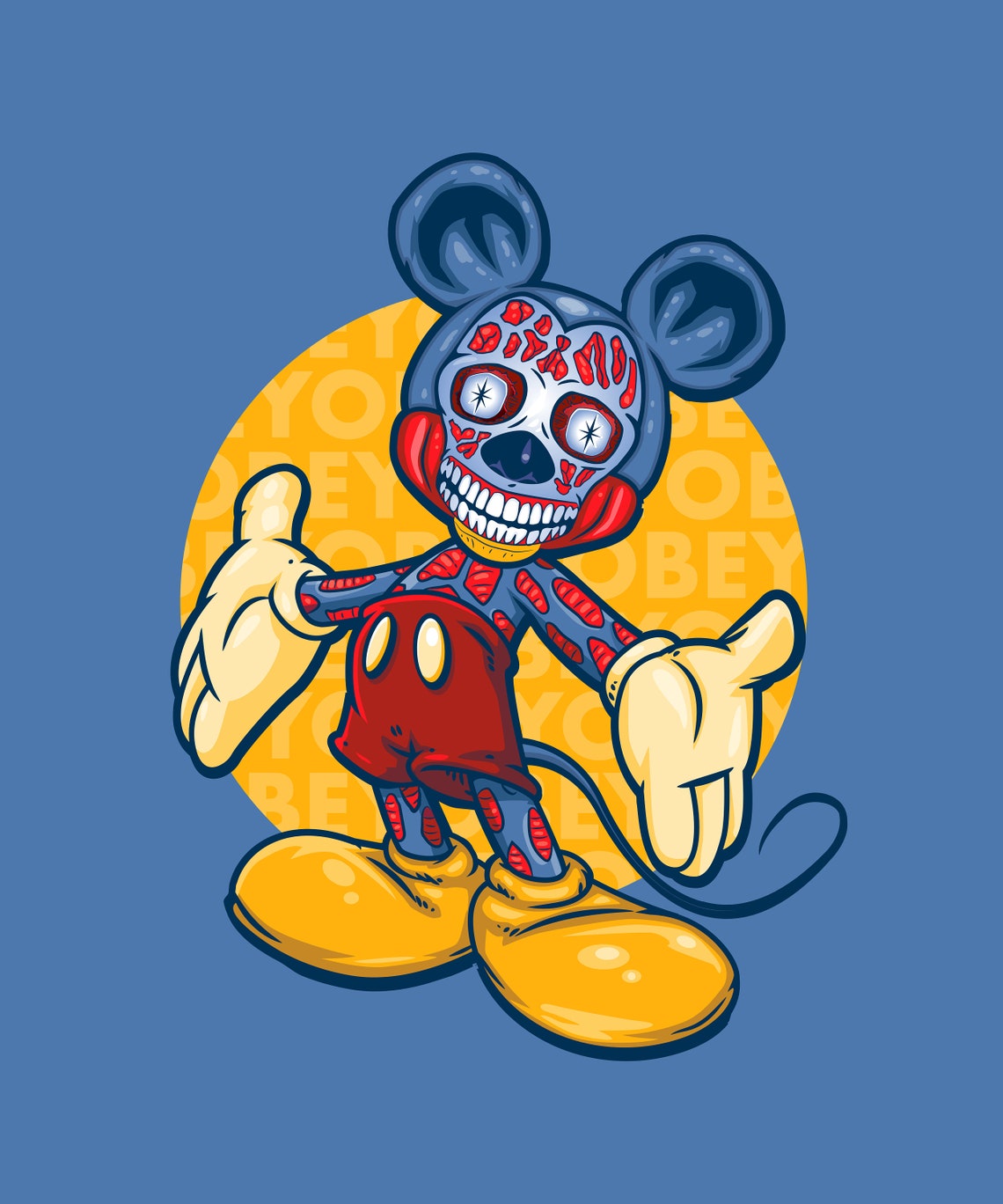 Mickey Mouse Alien From They Live Print on Canvas One of a Kind Signed ...