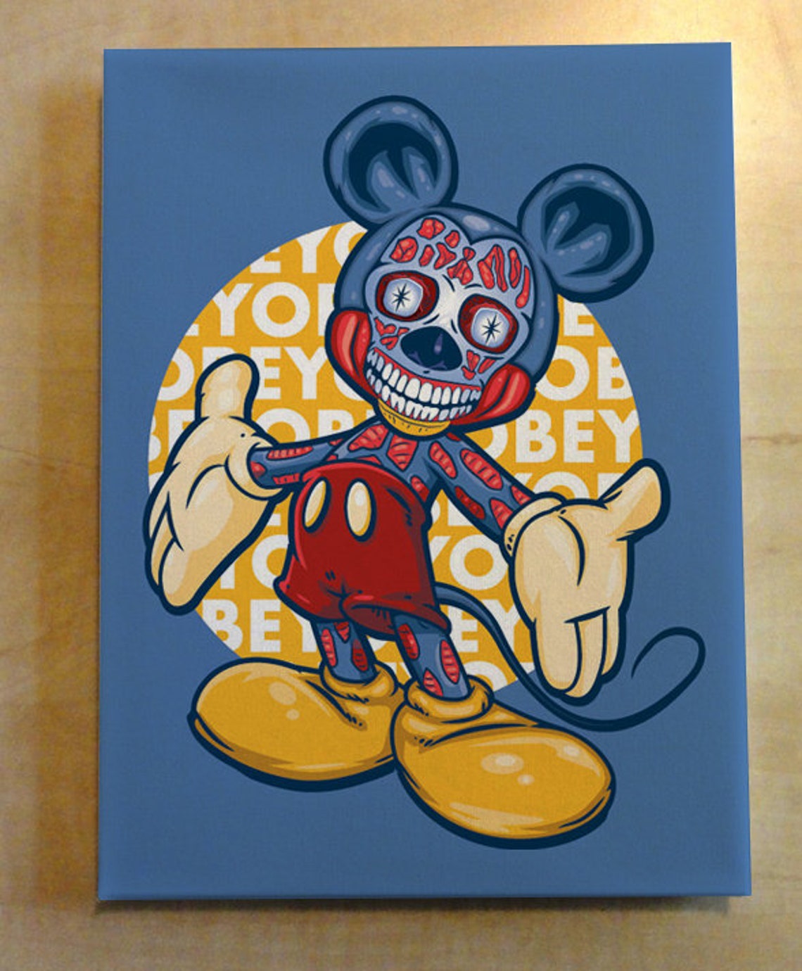 Mickey Mouse Alien From They Live Print on Canvas One of a Kind Signed ...