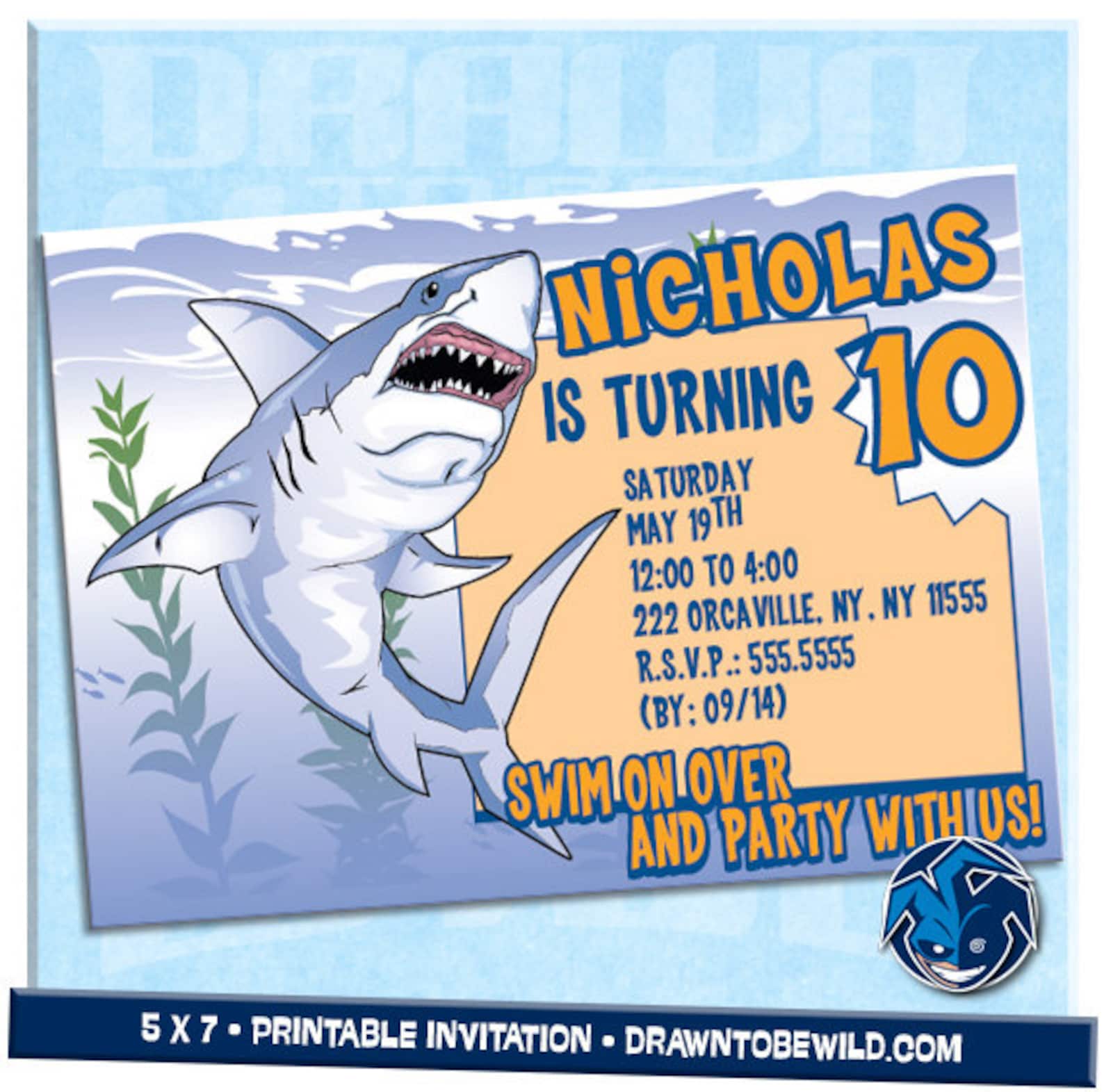 Shark Invitation: Custom Printable Boy Birthday Party - Etsy