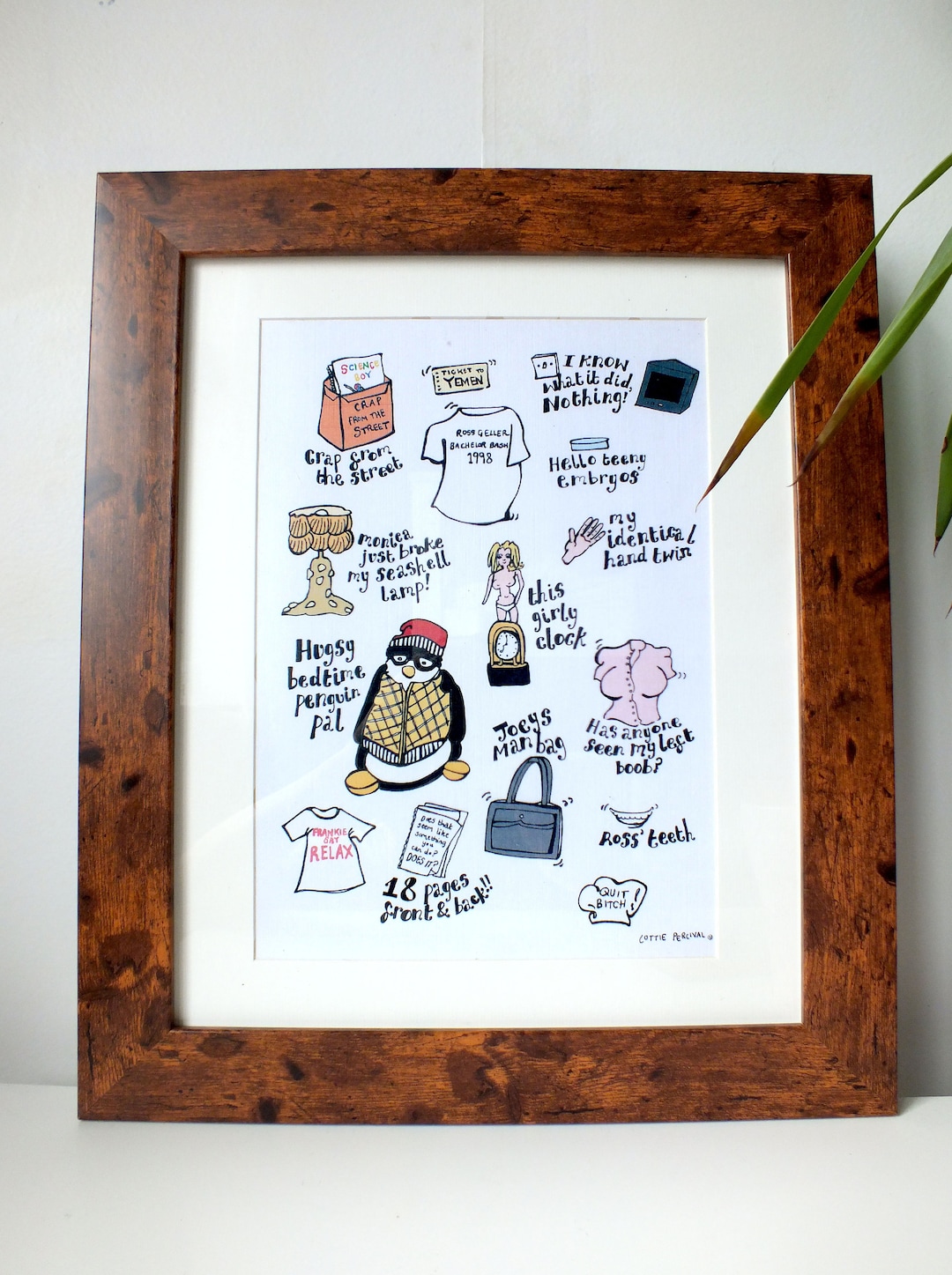 Hand Illustrated Friends TV Show Props Hugsy Montage A4 Digital Print ...