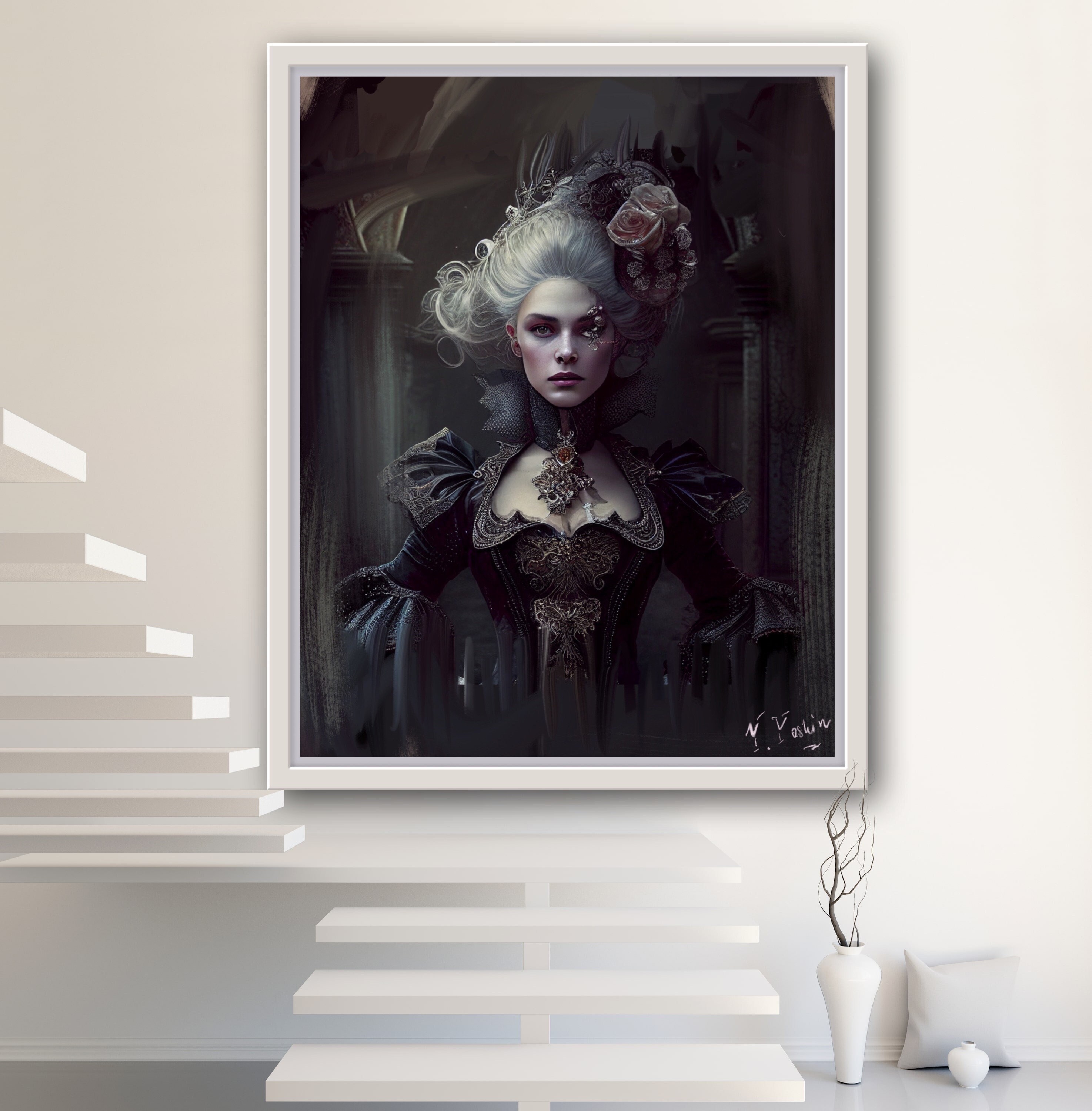 Marie Antoinette Gothic Wall Art Painting: Dark Fantasy Illustration ...
