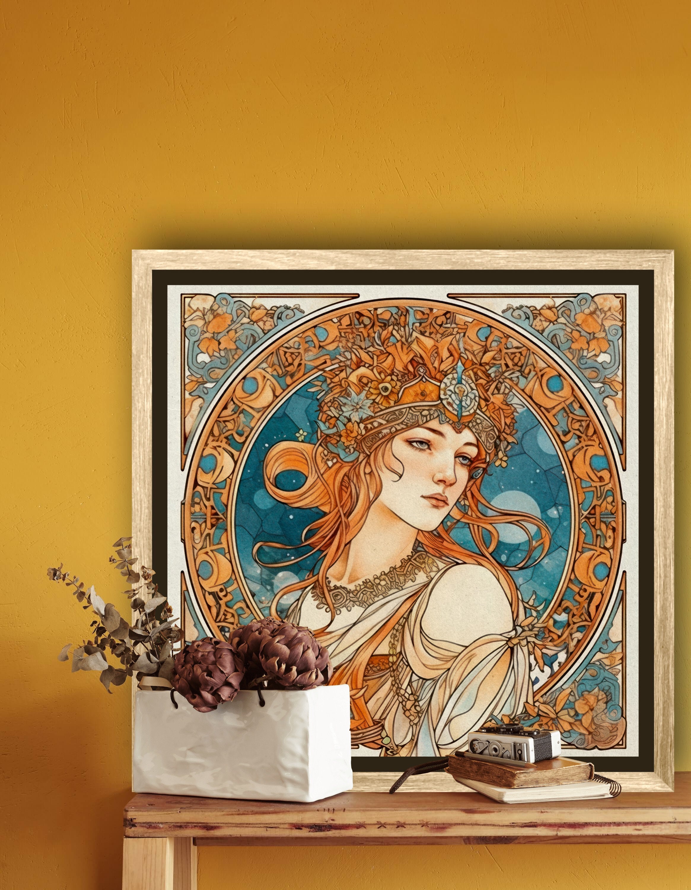 Timeless Beauty: Alphonse Mucha-inspired Female Face Instant Download ...