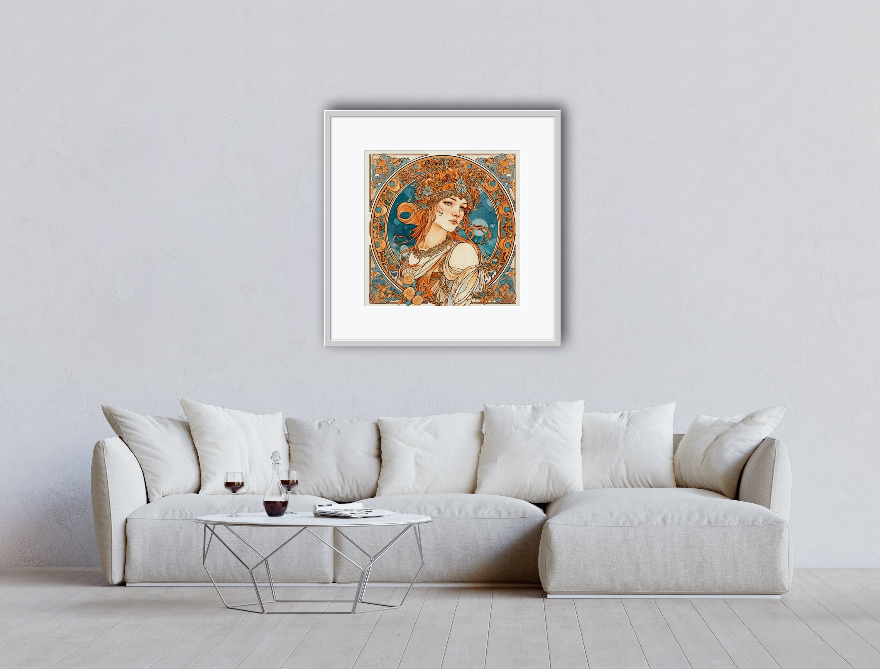Timeless Beauty: Alphonse Mucha-inspired Female Face Instant Download ...