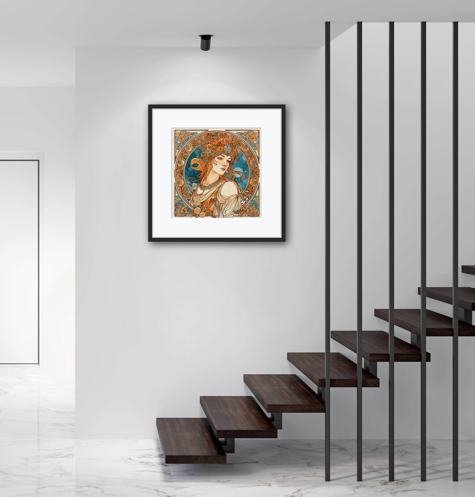 Timeless Beauty: Alphonse Mucha-inspired Female Face - Instant Download ...
