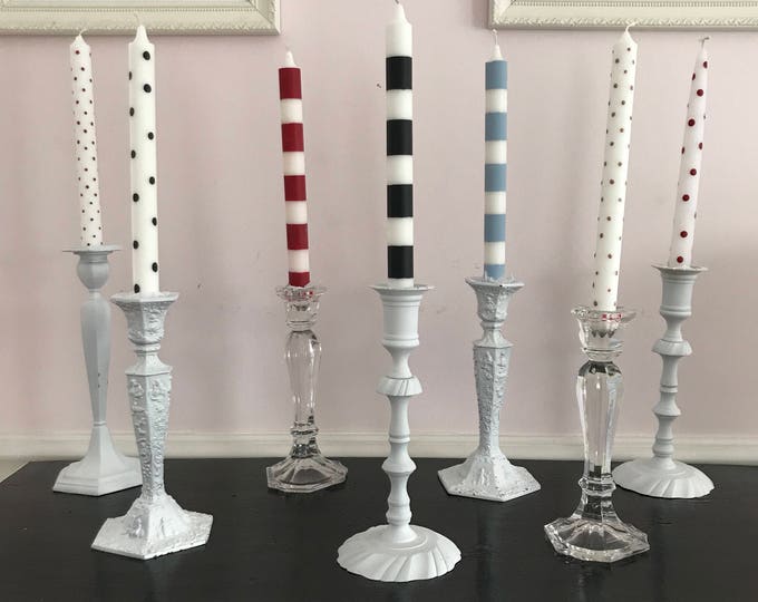 Set of 20 Taper Candles Striped - Etsy