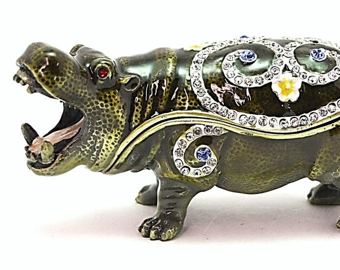 Bejeweled Hippo Trinket Box. Hand Made With Swarovski Crystals. Hand ...