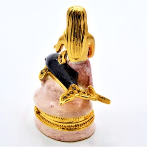 Hand Crafted Mar-maid With Dolphin Ton Trinket Box. Colorful Enamel ...