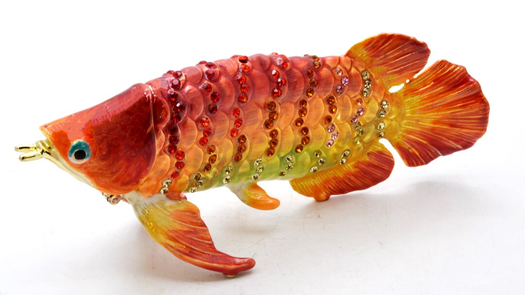 Bejeweled Carp Fish Trinket Box. Hand Crafted With Enamel, Swarovski ...