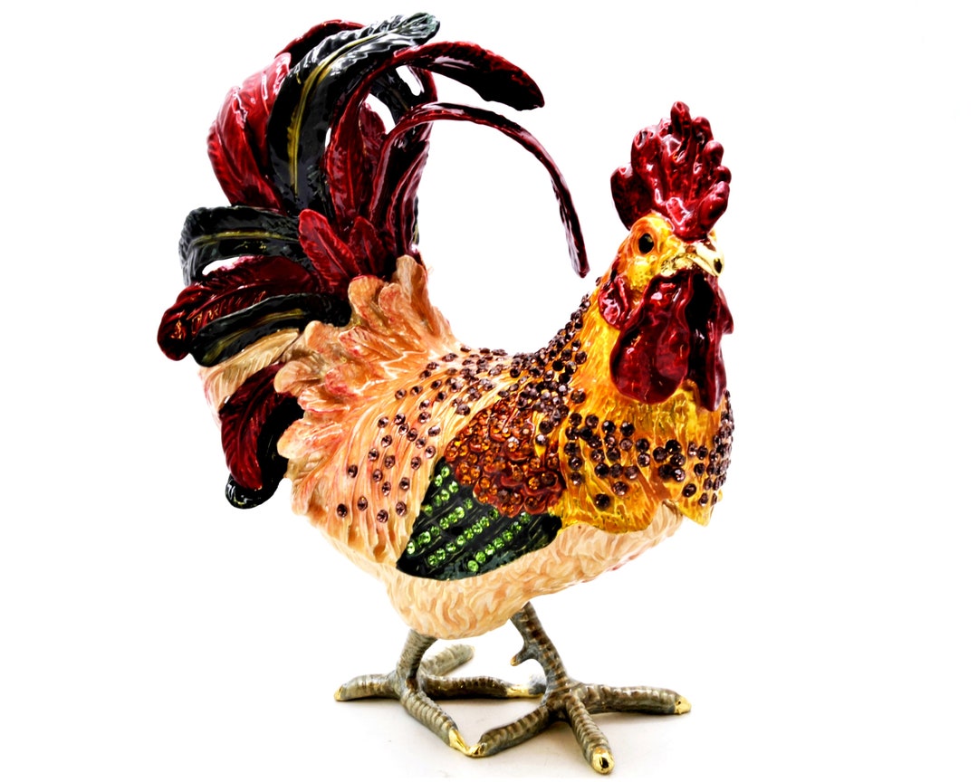Big Rooster Trinket Box by Ciel. Handmade With Austrian Crystals ...