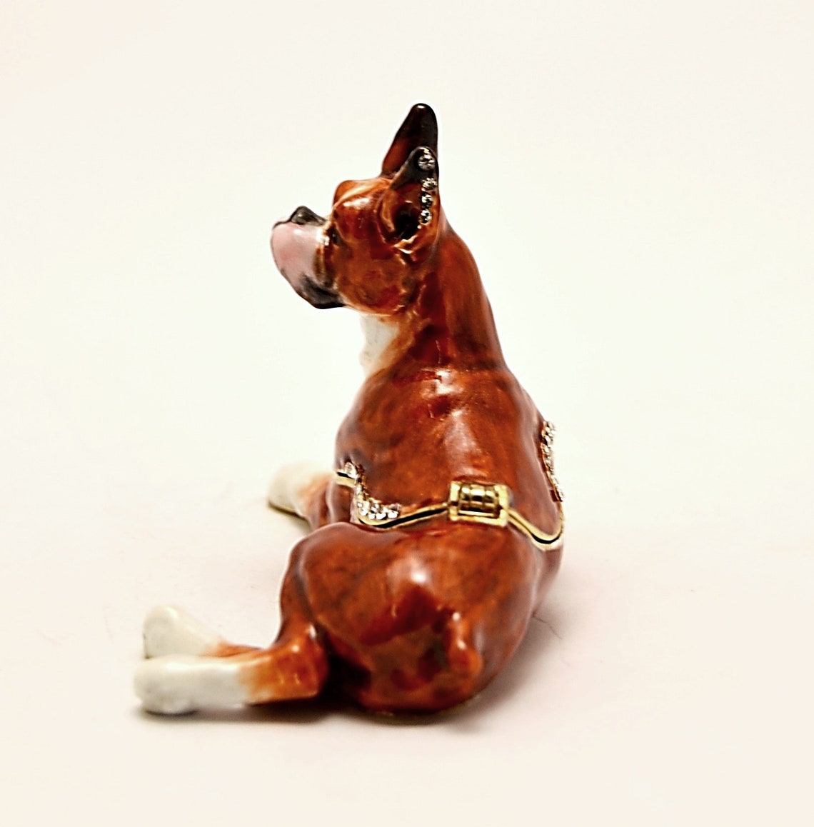 Ciel Collectables Sitting Boxer Dog Trinket Box. Hand Painted Brown ...