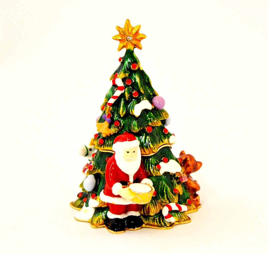 Ciel Collectables Christmas Tree Trinket Box With Santa, Bear & Horse ...