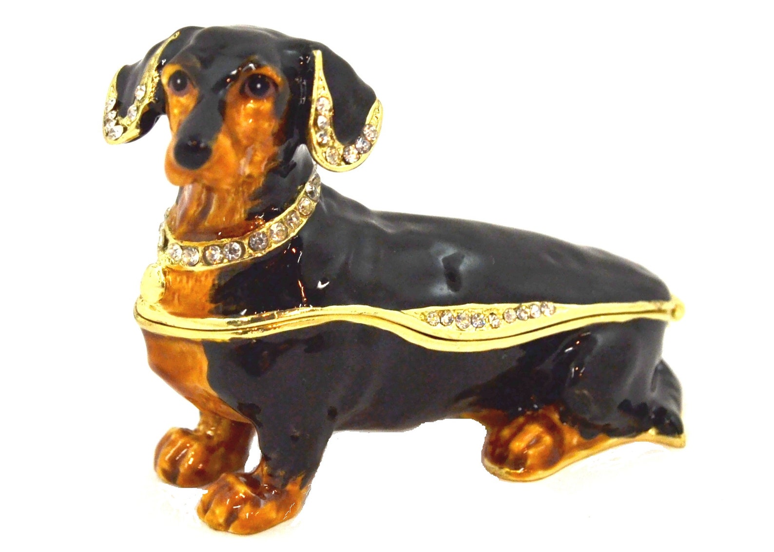 Ciel Collectables Dachshund Dog Trinket Box, Hand Painted Brown Enamel ...