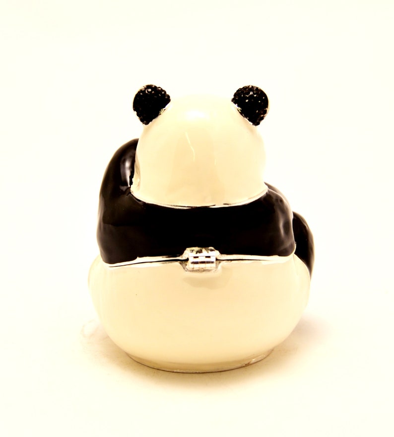 Big Panda Trinket Box by Ciel. Hand Painted Enamel & Swarovski | Etsy