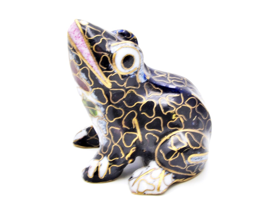 Hand Crafted & Painted Vintage Cloisonne Frog Figurine. Beautifully ...
