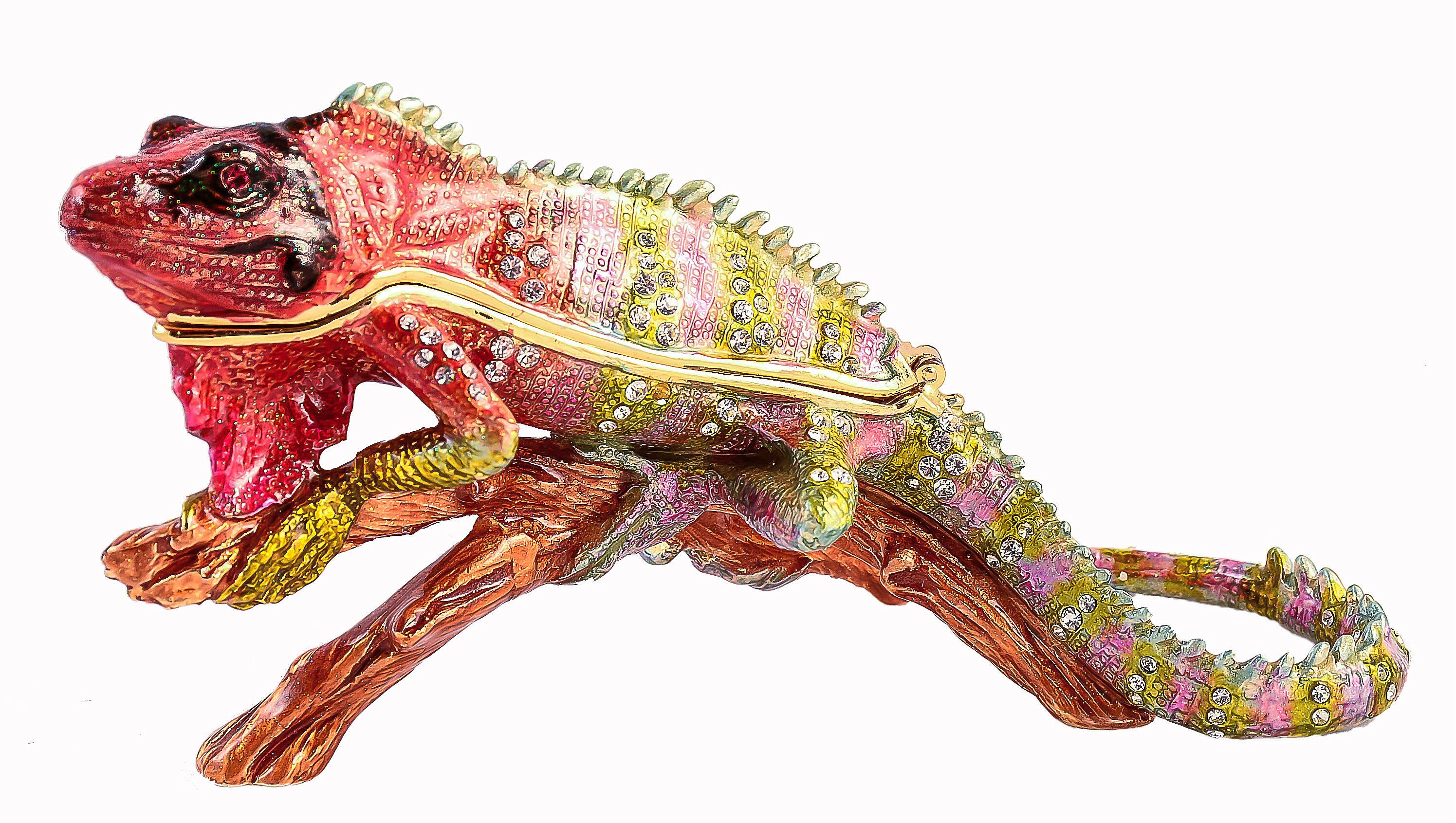 Colorful Iguana Trinket Box. Hand Set Austrian Crystals & Hand Painted ...