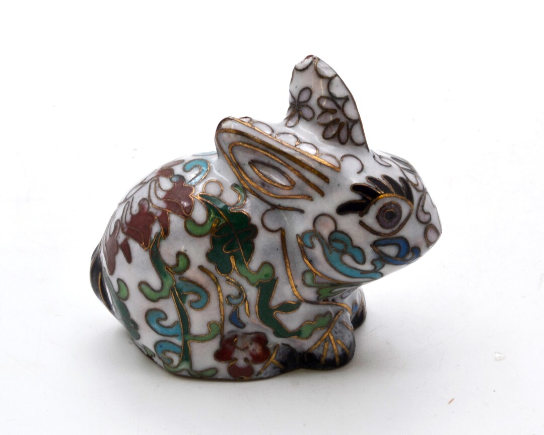 Vintage Cloisonne Rabbit Figurine. Hand Crafted With Floral Design. - Etsy