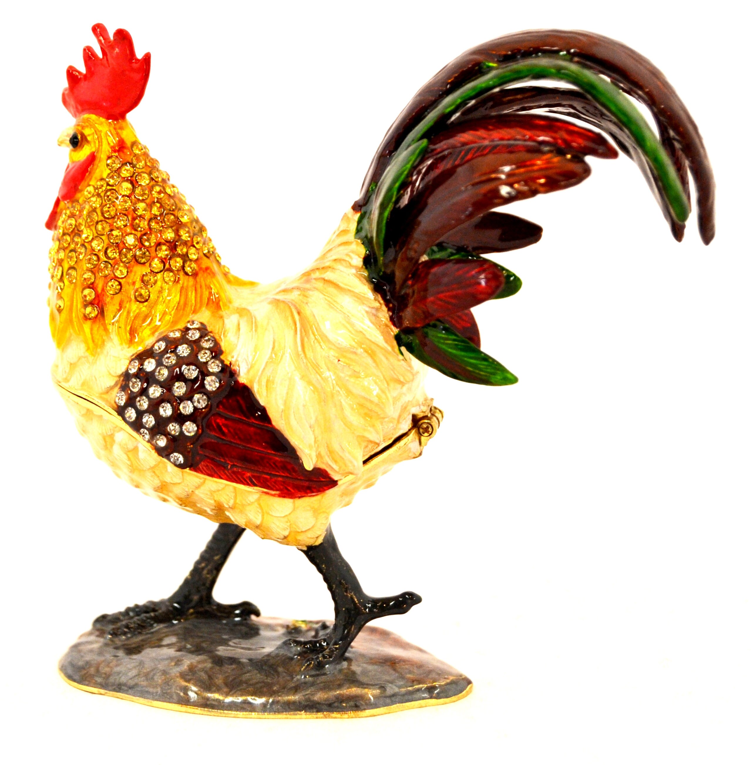 Ciel Collectables Rooster Trinket Box, Hand Painted Colorful Enamel ...