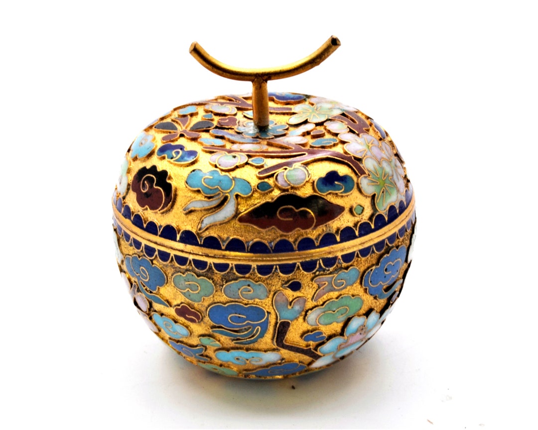Vintage Gold Cloisonne Apple Shape Box. Hand Crafted With Lots of ...