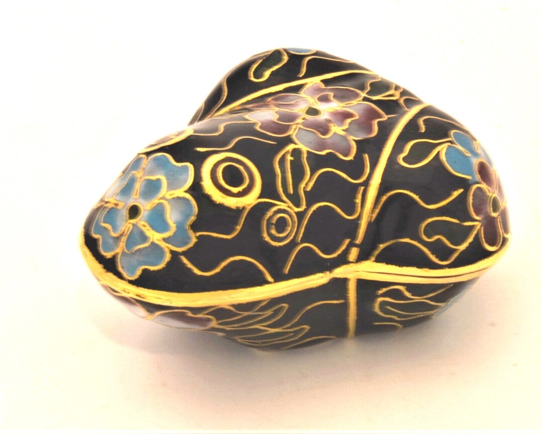 Vintage Chinese Cloisonne Frog Box. Hand Painted Enamel With Floral ...