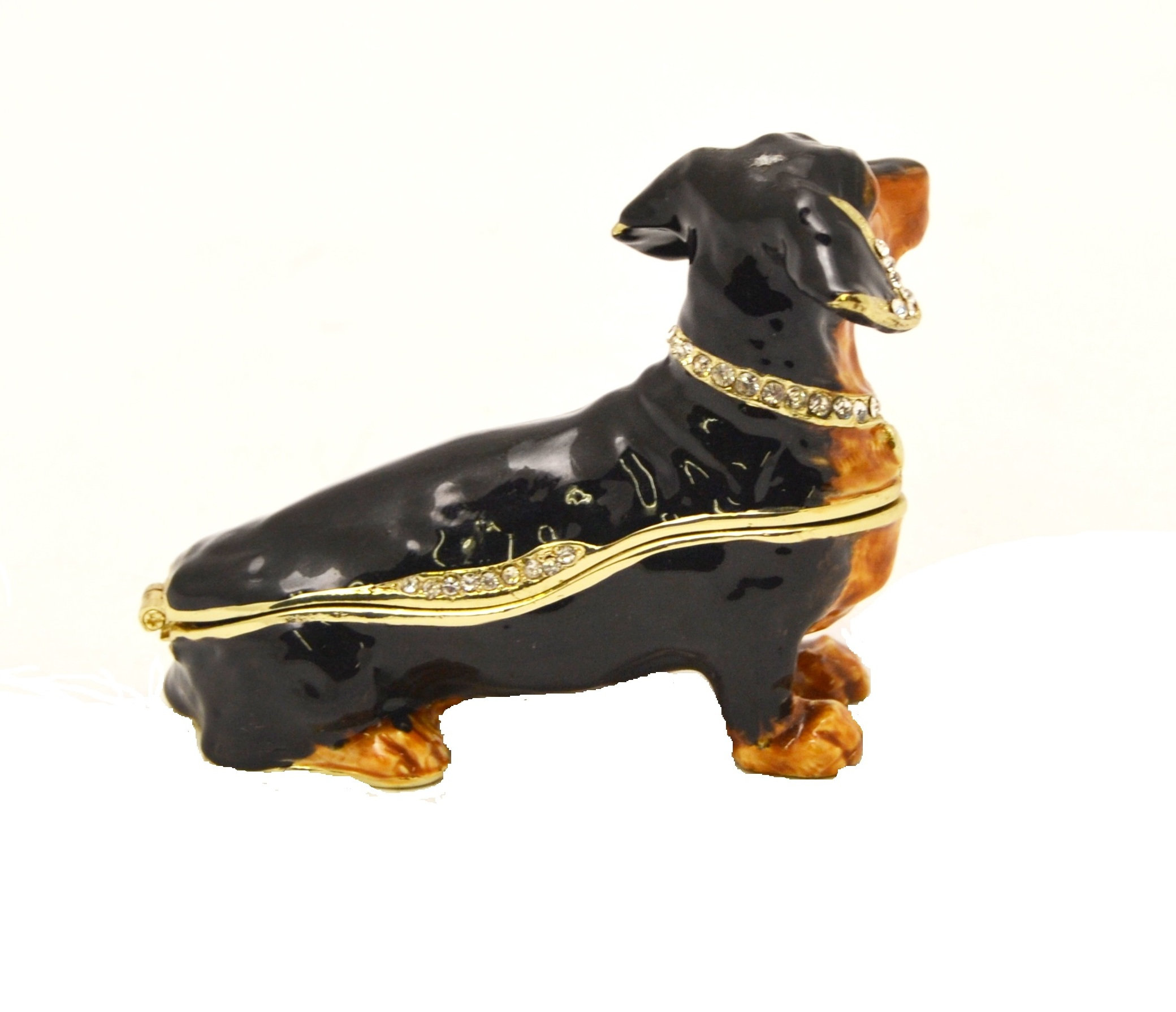 Ciel Collectables Dachshund Dog Trinket Box, Hand Painted Brown Enamel ...