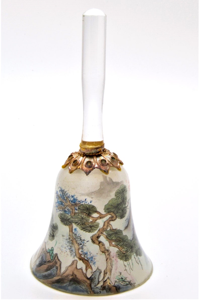 Vintage Reverse Painted Glass Bell. Hand Painted Enamel With - Etsy