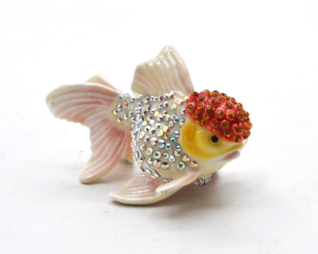 Bejeweled Fish Trinket Box. Hand Painted Enamel With Swarovski Crystals ...