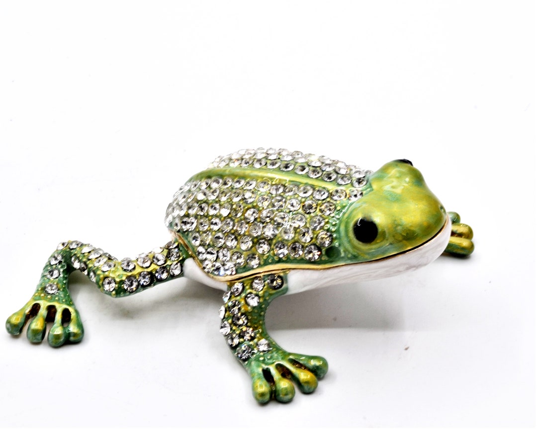 All Jeweled Leaping Frog by Ciel. Hand Set Clear Swarovski Crystals ...