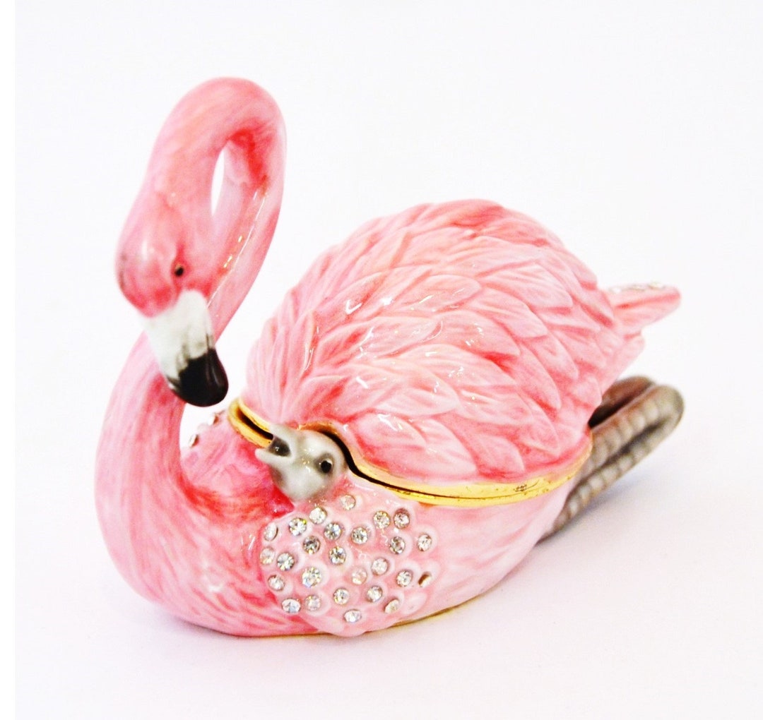 Hand Made Flamingo With Baby Trinket Box by Ciel Collectables. Made ...