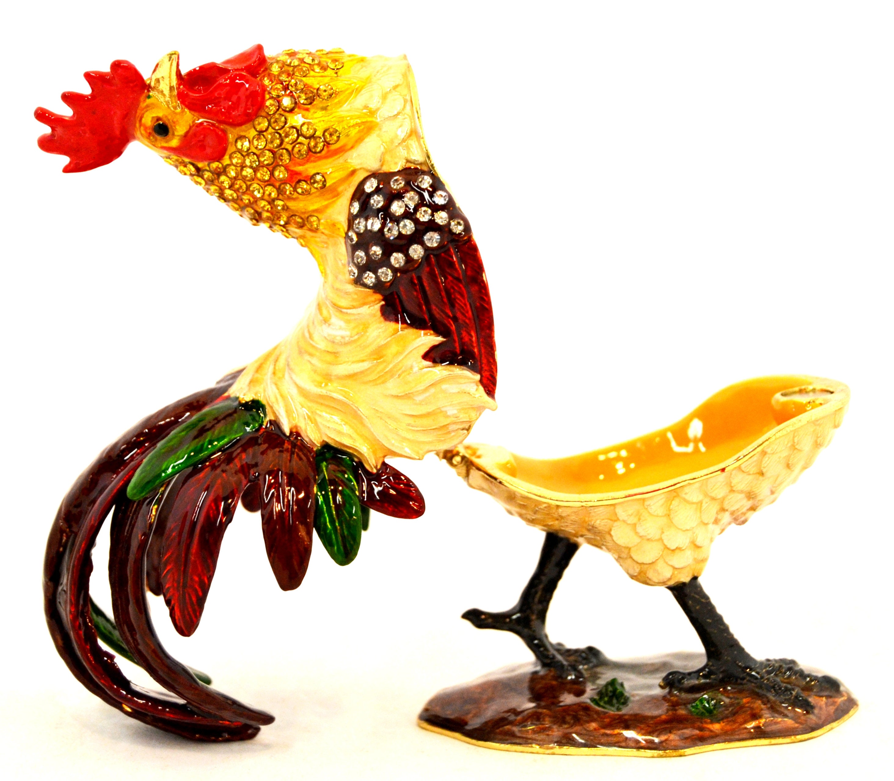 Ciel Collectables Rooster Trinket Box, Hand Painted Colorful Enamel ...