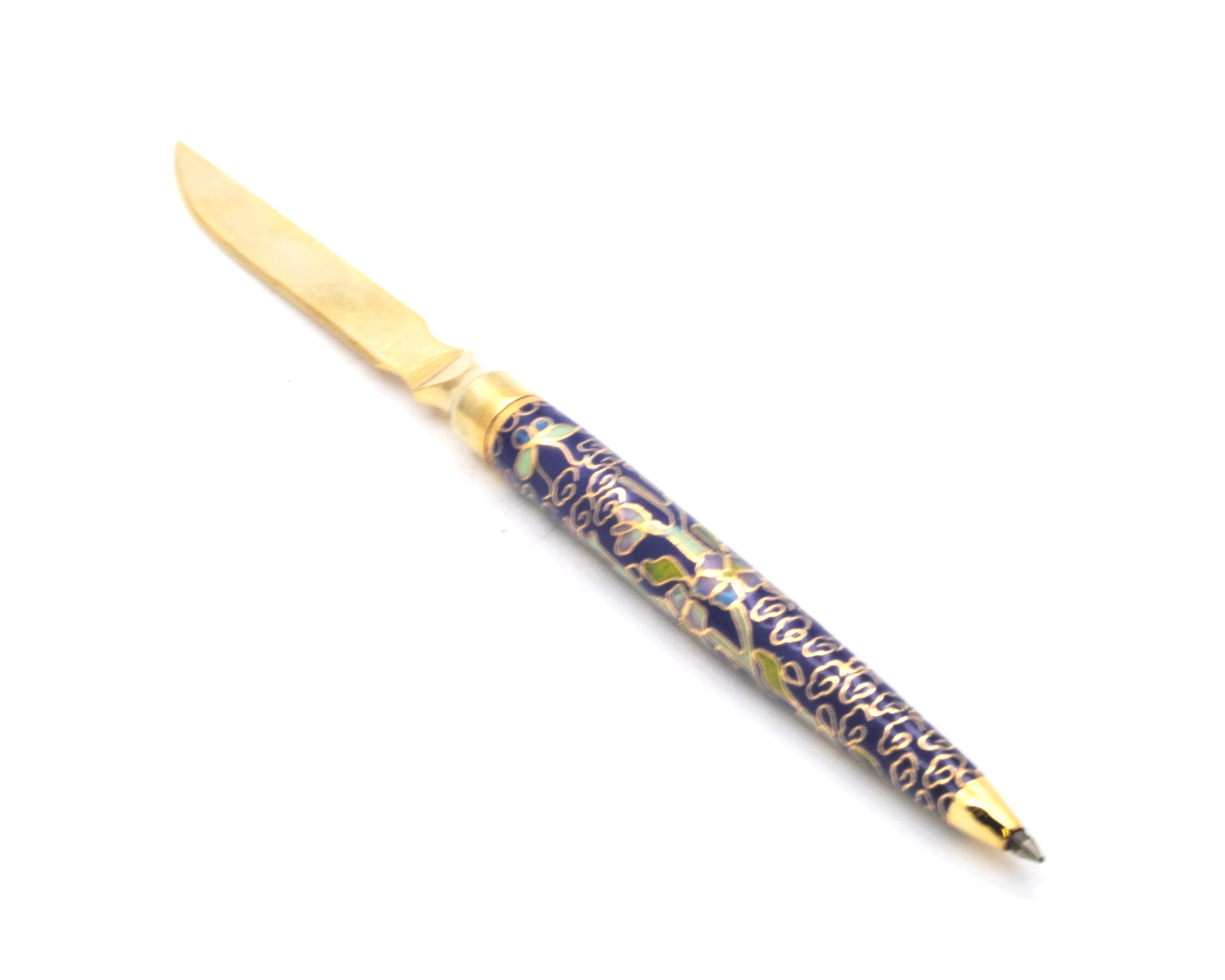 Vintage Cloisonne Enamel Ballpoint Pen With Letter Opener. Hand Crafted ...