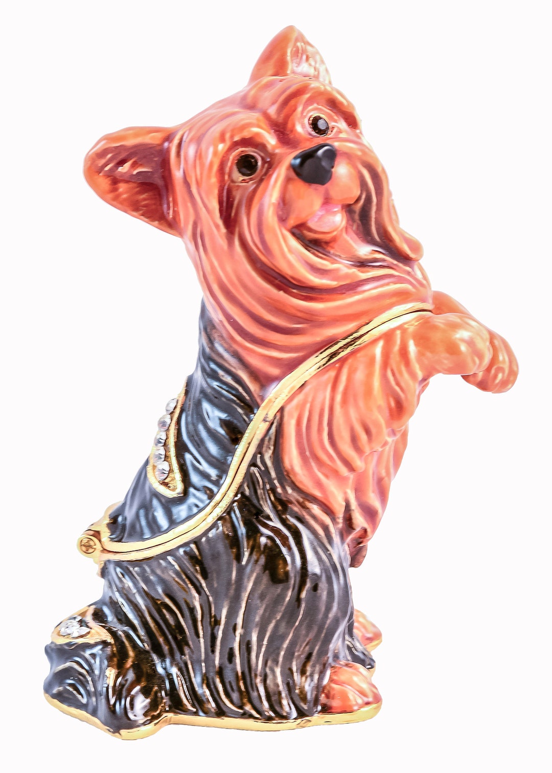 Hand Made Yorkie Dog Trinket Box. Hand Painted Enamel With Swarovski ...