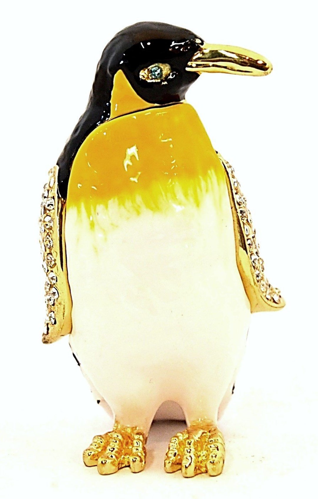 Bejeweled Penguin Trinket Box. Hand Painted Enamel With Swarovski ...