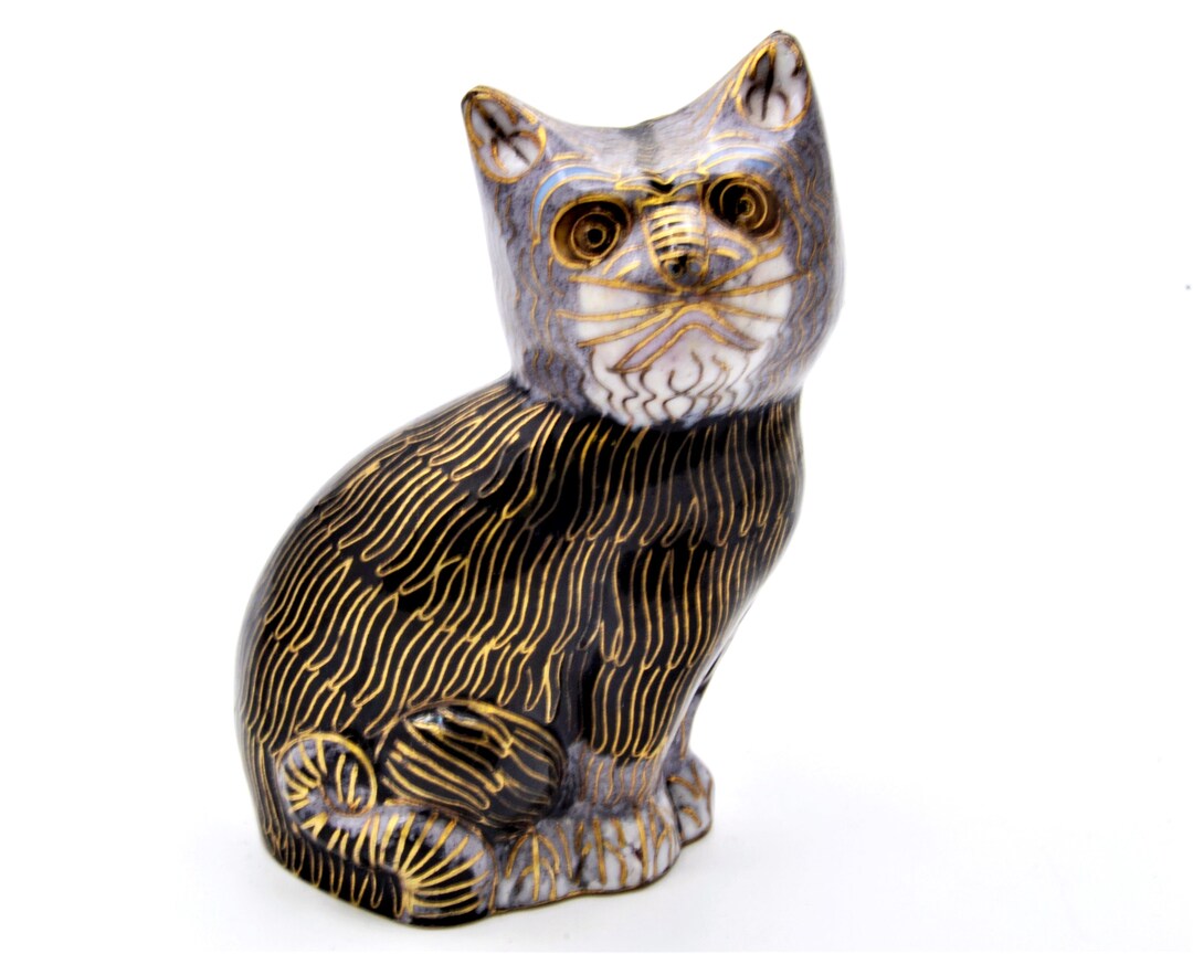 Vintage Cloisonne Cat Figurine. Hand Crafted With Enamel & Lots of ...