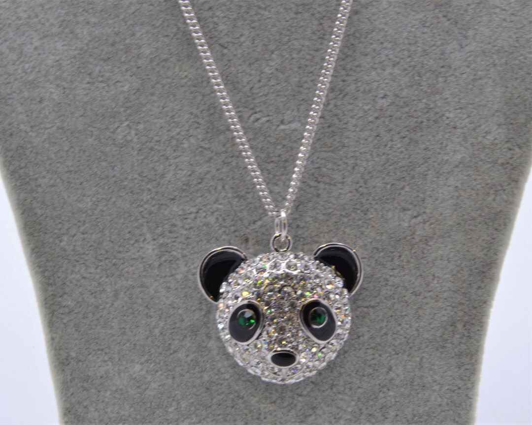 Jeweled Panda Face Necklace. Hand Crafted With Swarovski Crystals ...