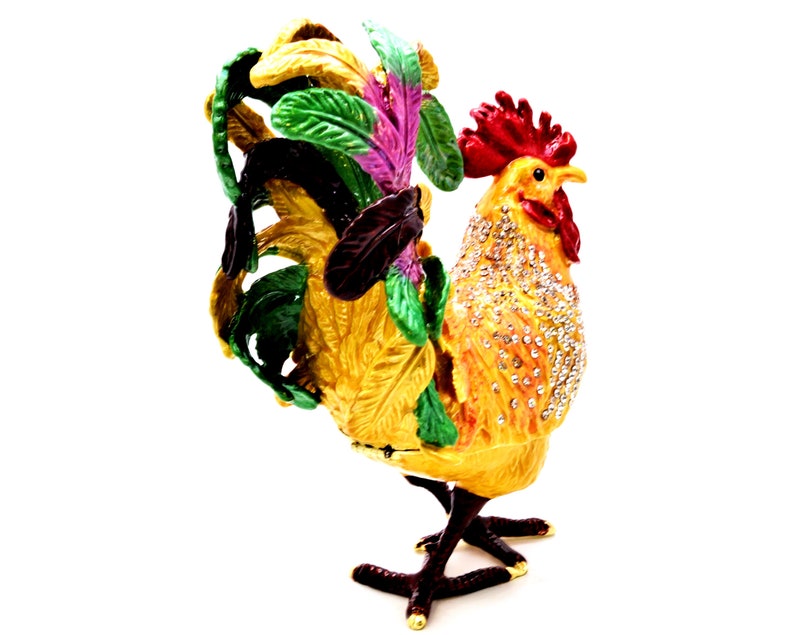 Multi Color Big Rooster Trinket Box. Hand Crafted With Austrian ...